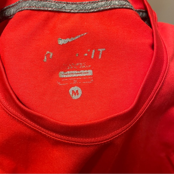 Nike | Shirts | Nike Dri Fit Red Orange Workout Short Sleeve Shirt ...